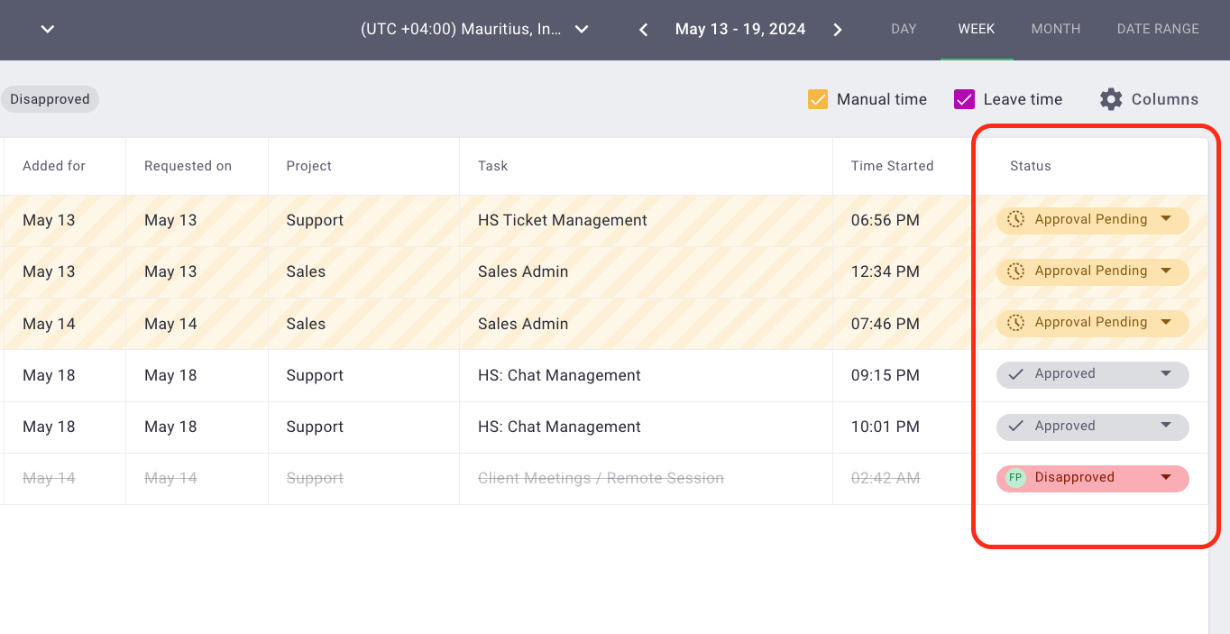 How to Approve or Disapprove Manual Time