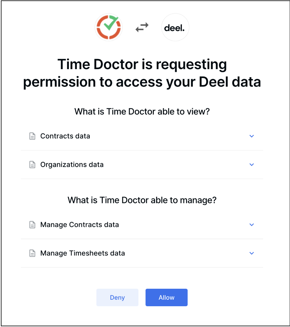 Connecting Deel with Time Doctor