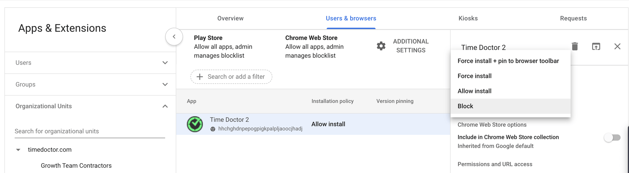How to install the Time Doctor Browser App using Google Workspace