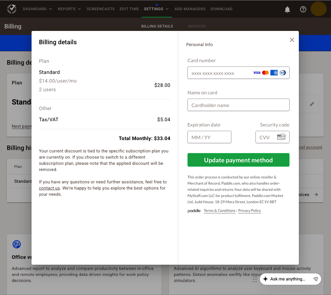 How to Add or Update Your Payment Method
