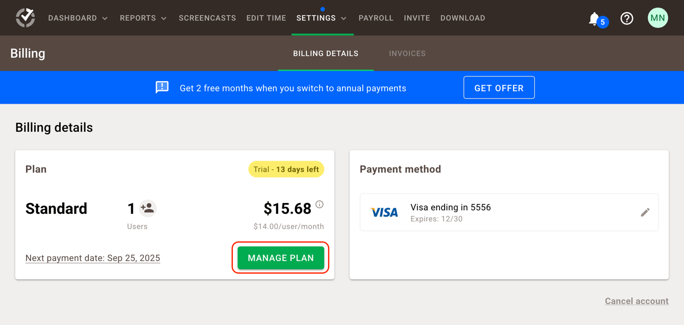 How to Update/Change Your Time Doctor Subscription Plan