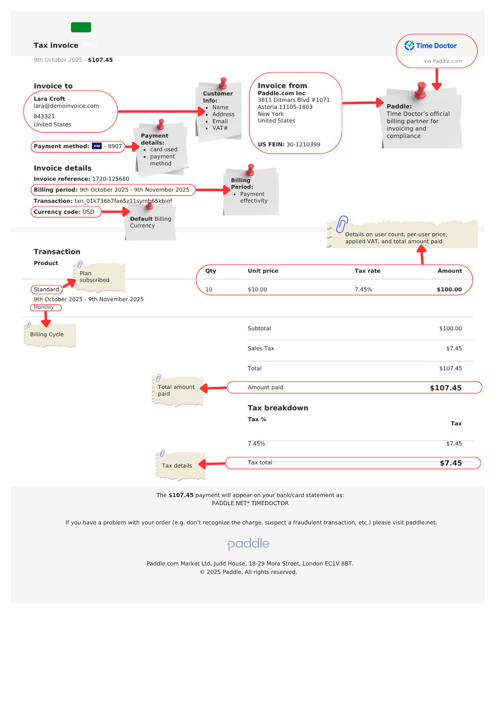 How to Read Time Doctor Subscription Receipt