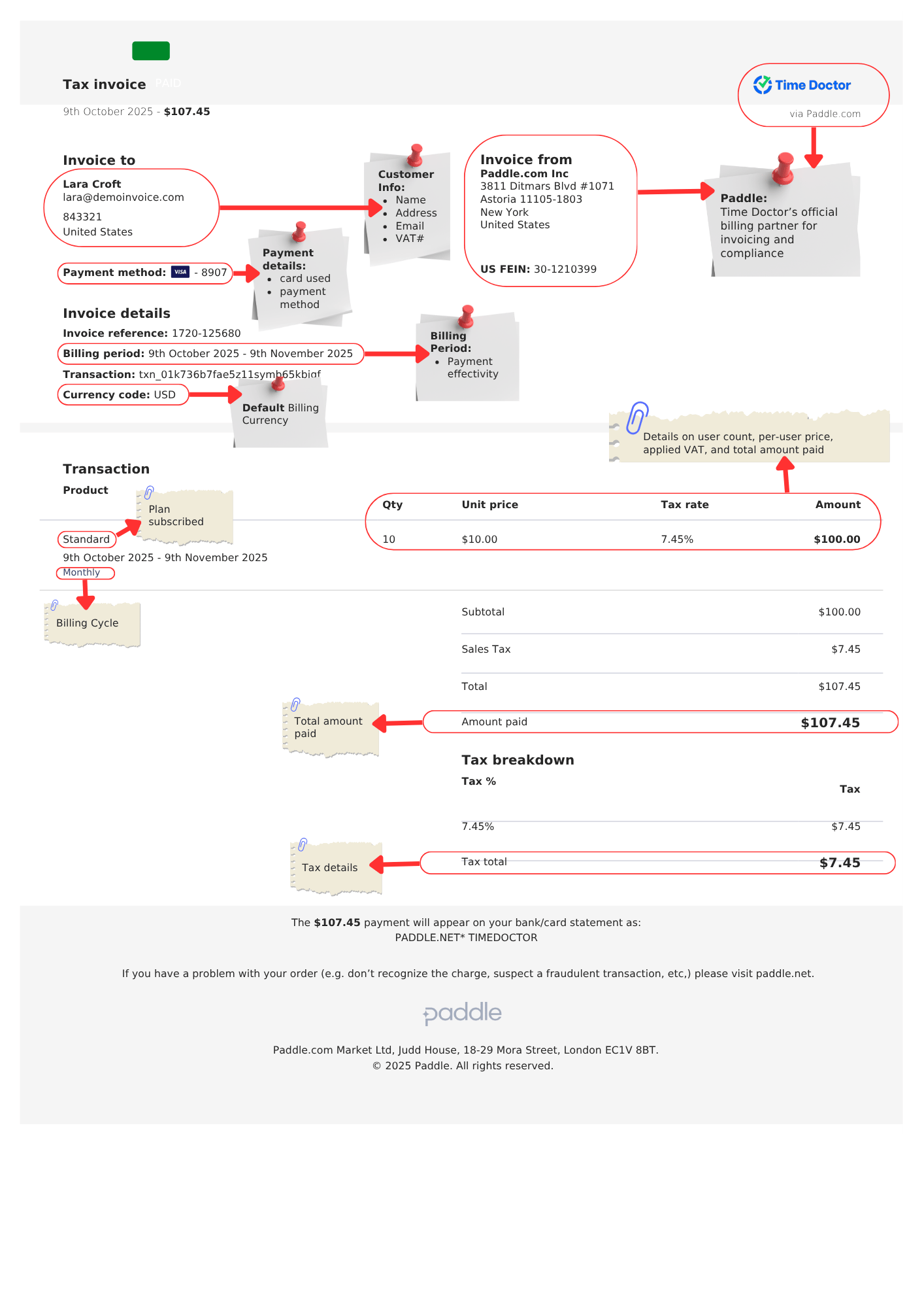 How to Read Time Doctor Subscription Receipt