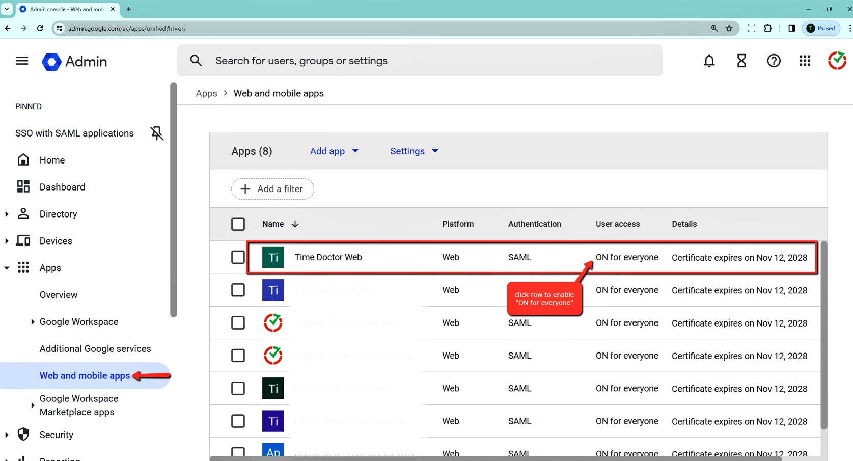 How to Configure Google Workspace SSO for Time Doctor