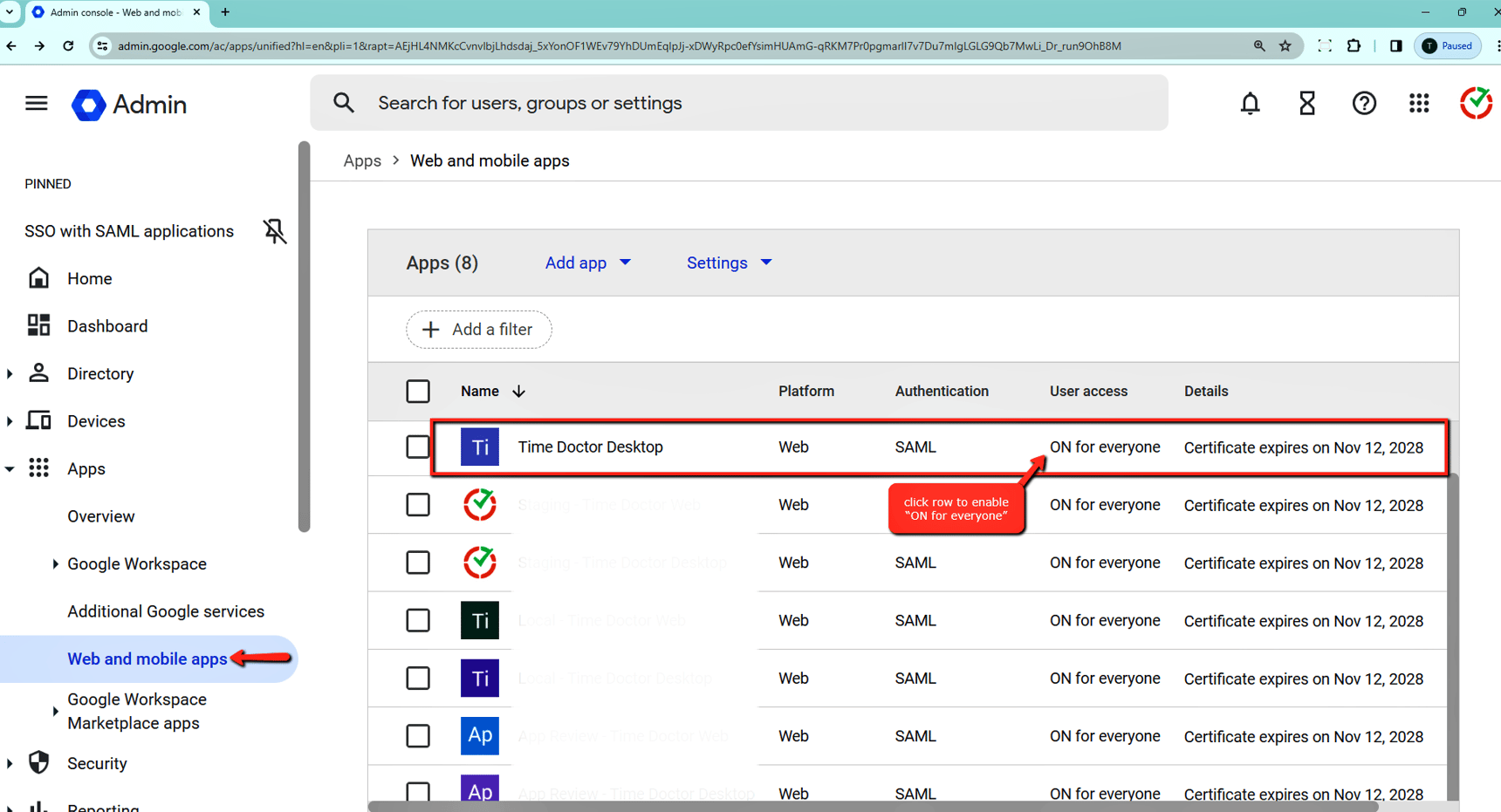 How to Configure Google Workspace SSO for Time Doctor